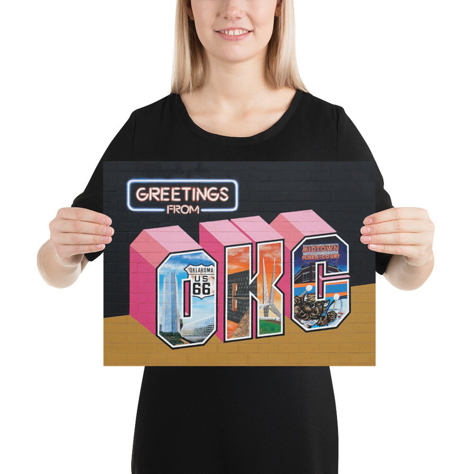 Greetings From OKC Mural Sign Painting - Oklahoma City Street Art Print ...