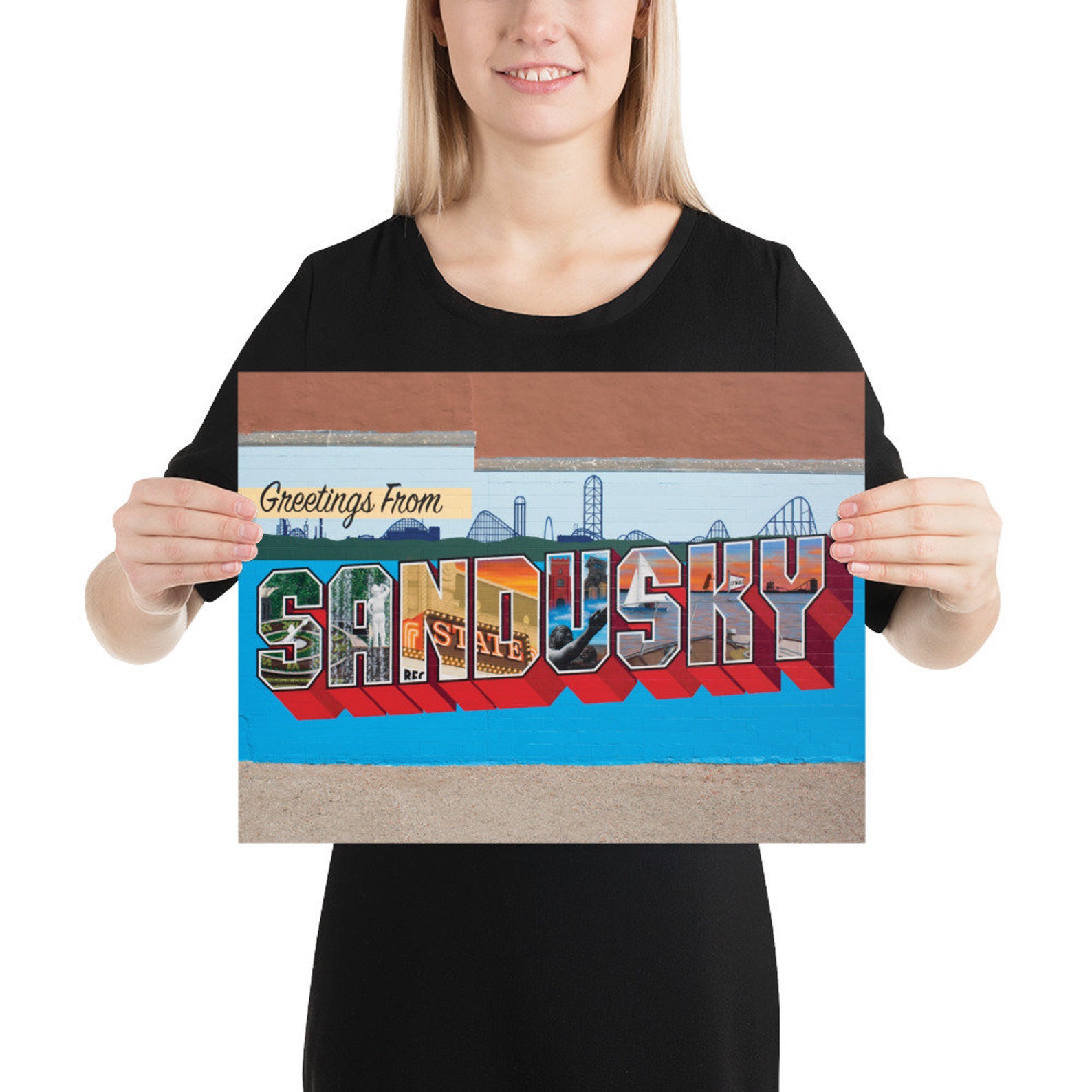 Greetings From Sandusky OH Mural Sign Painting - Ohio Street Art Print ...