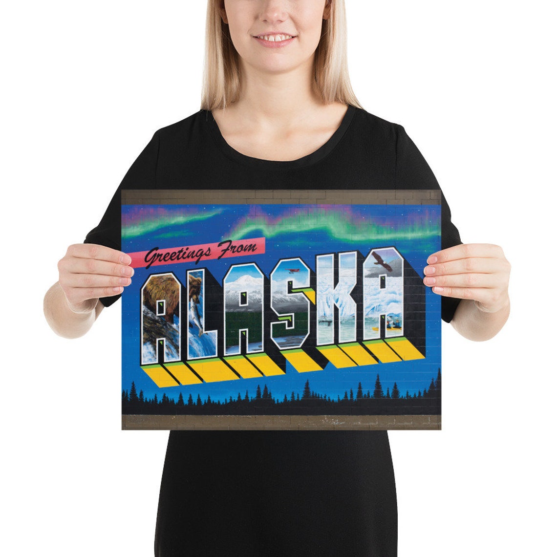 Greetings From Alaska Mural Sign Painting - Street Art Print of ...