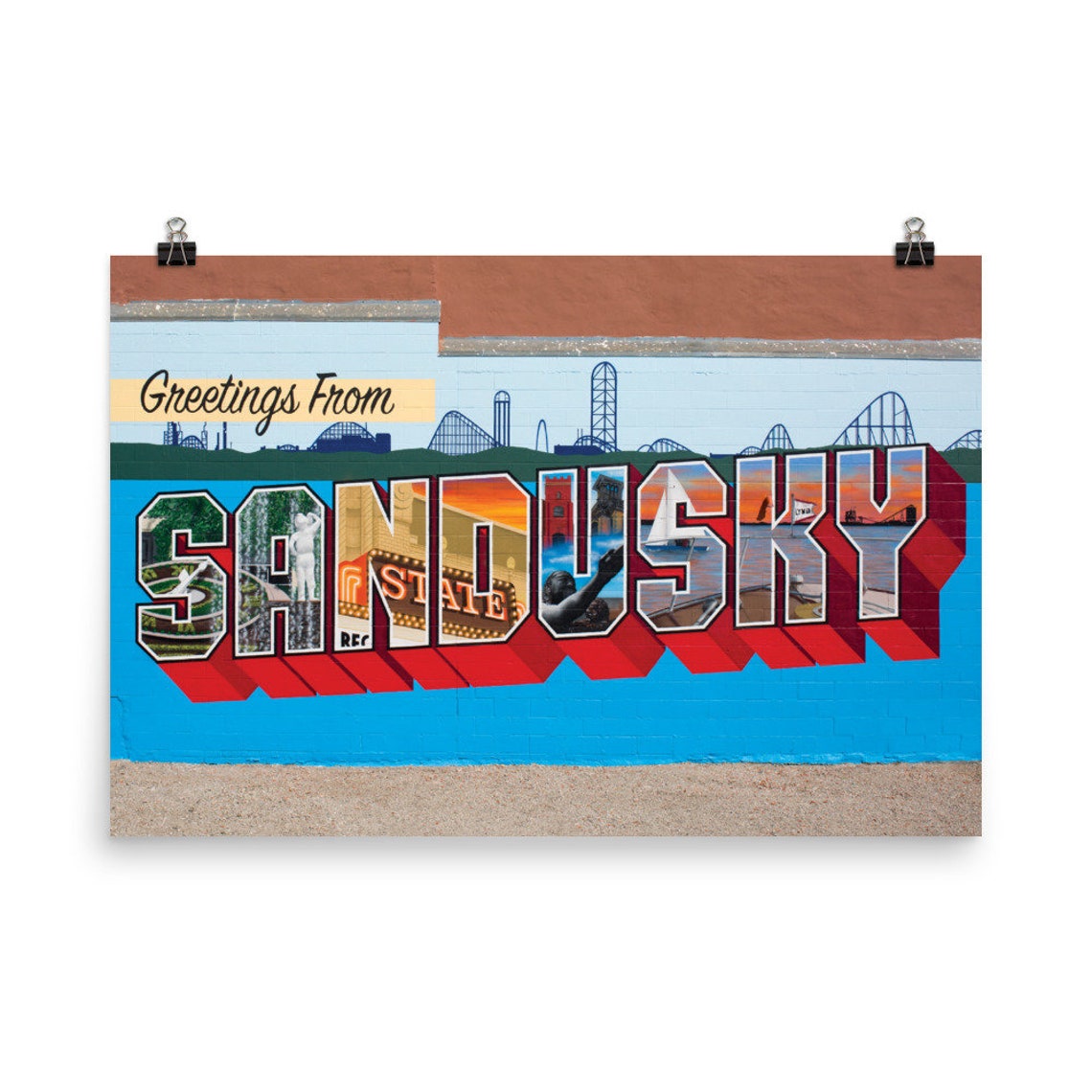 Greetings From Sandusky OH Mural Sign Painting Ohio Street Art Print of ...