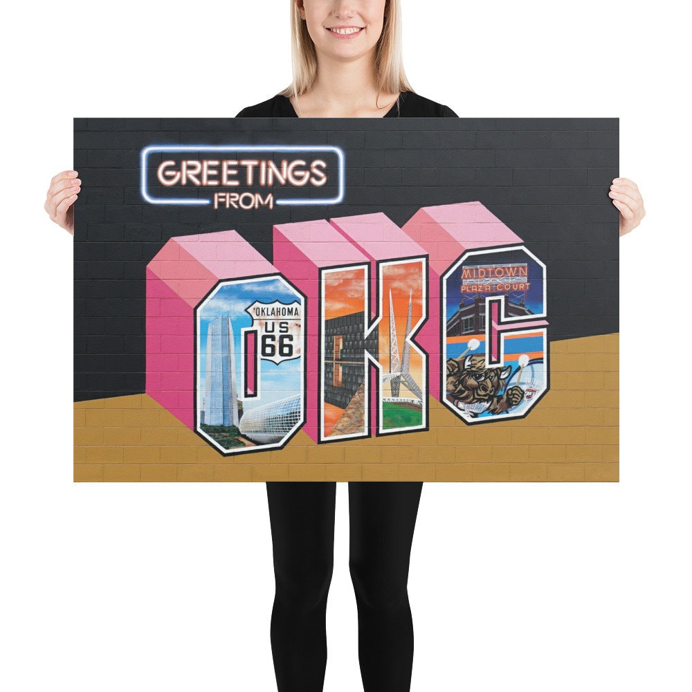 Greetings From OKC Mural Sign Painting - Oklahoma City Street Art Print ...