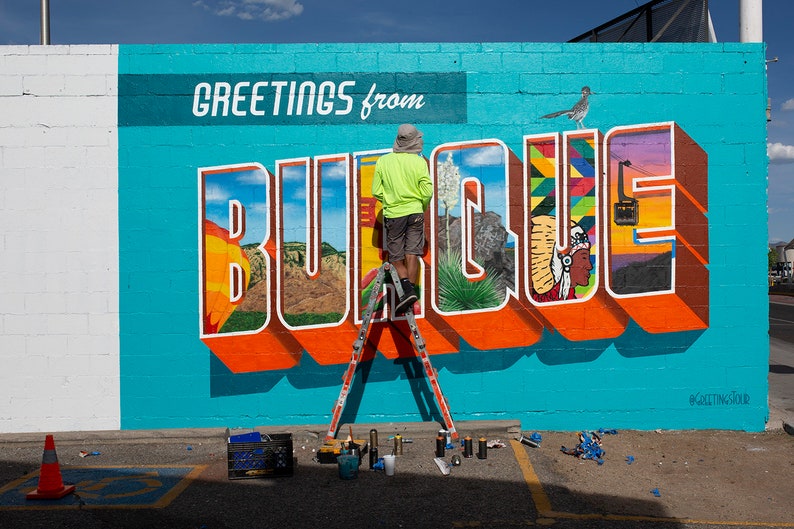 Greetings From Burque Mural Sign Painting - Albuquerque Street Art ...