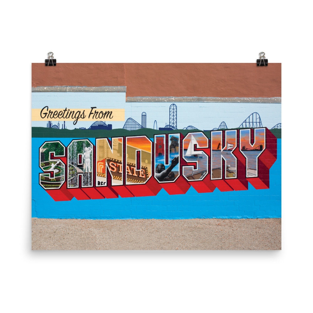 Greetings From Sandusky OH Mural Sign Painting - Ohio Street Art Print ...