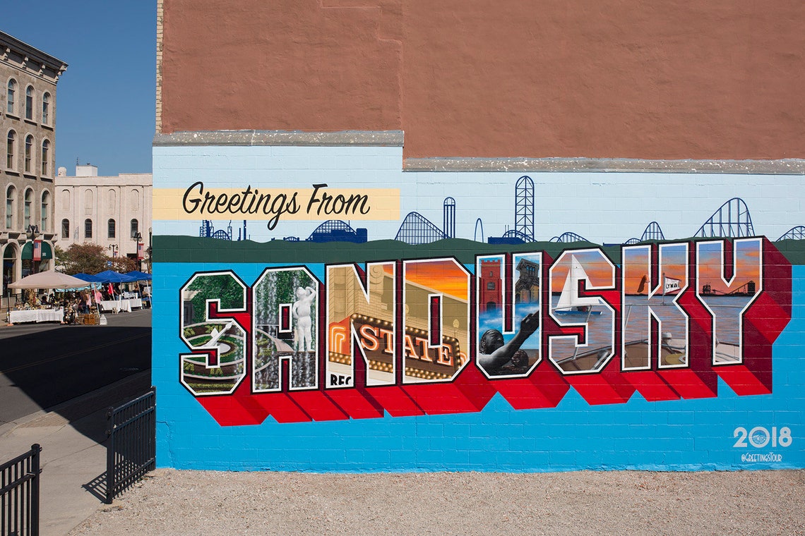 Greetings From Sandusky OH Mural Sign Painting Ohio Street Art Print of ...