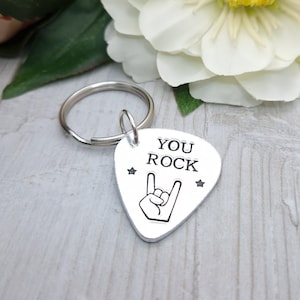 You Rock Keyring Gift for Husband, Guitar Pick Keychain, Fathers Day ...