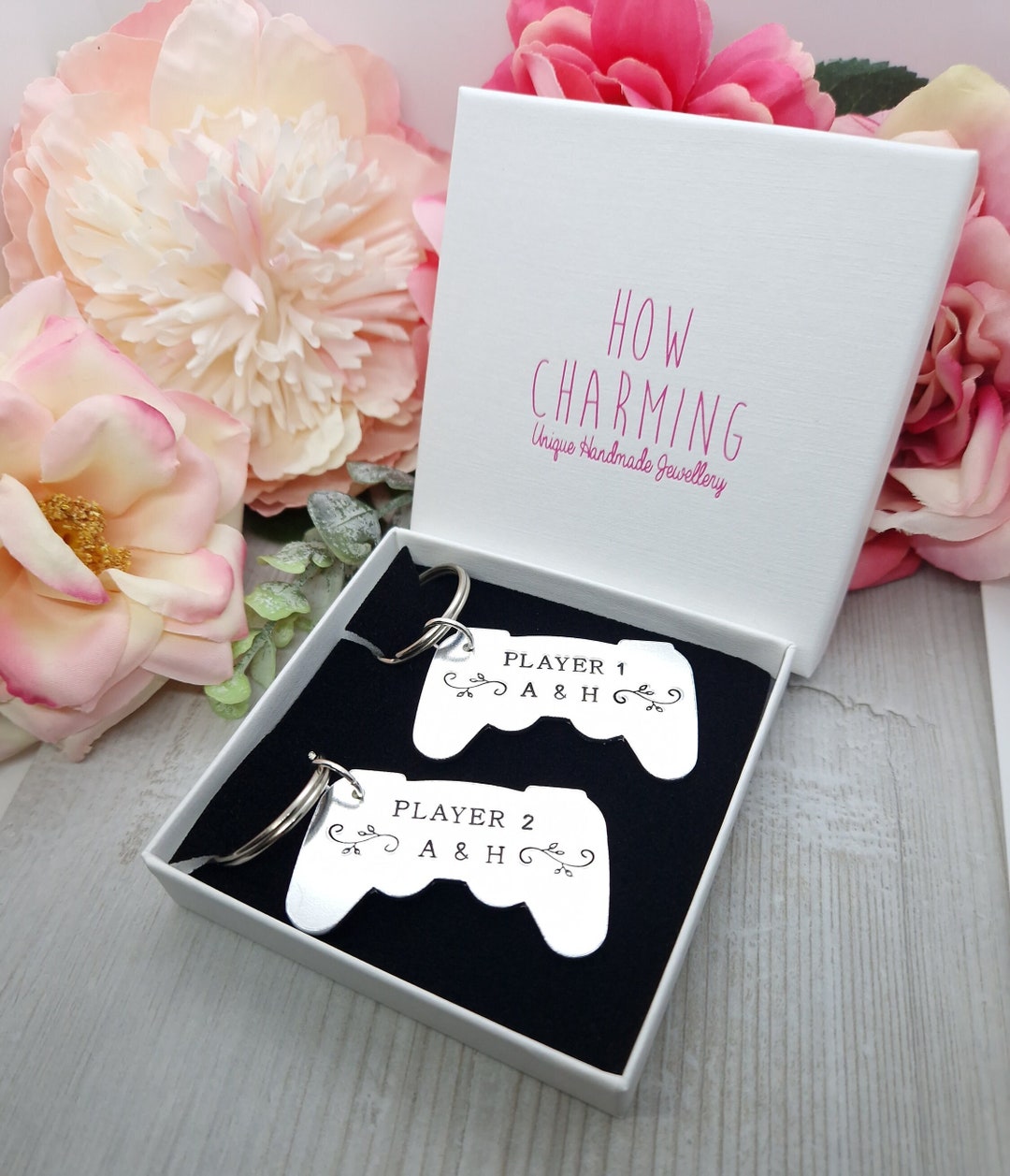Personalised Gamer Gifts for Husband Player 1 Player 2 Keyring ...