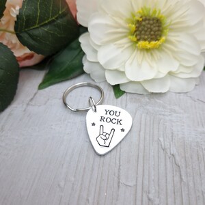 You Rock Keyring Gift for Husband, Guitar Pick Keychain, Fathers Day ...