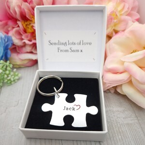 Anniversary Gifts for Boyfriend, Matching Jigsaw Keychains ...