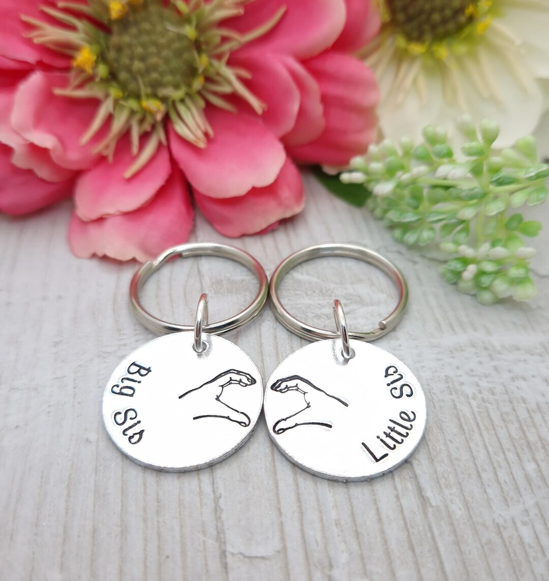 Big Sister and Little Sister Keyrings, Birthday Gifts for Sister, Hand ...
