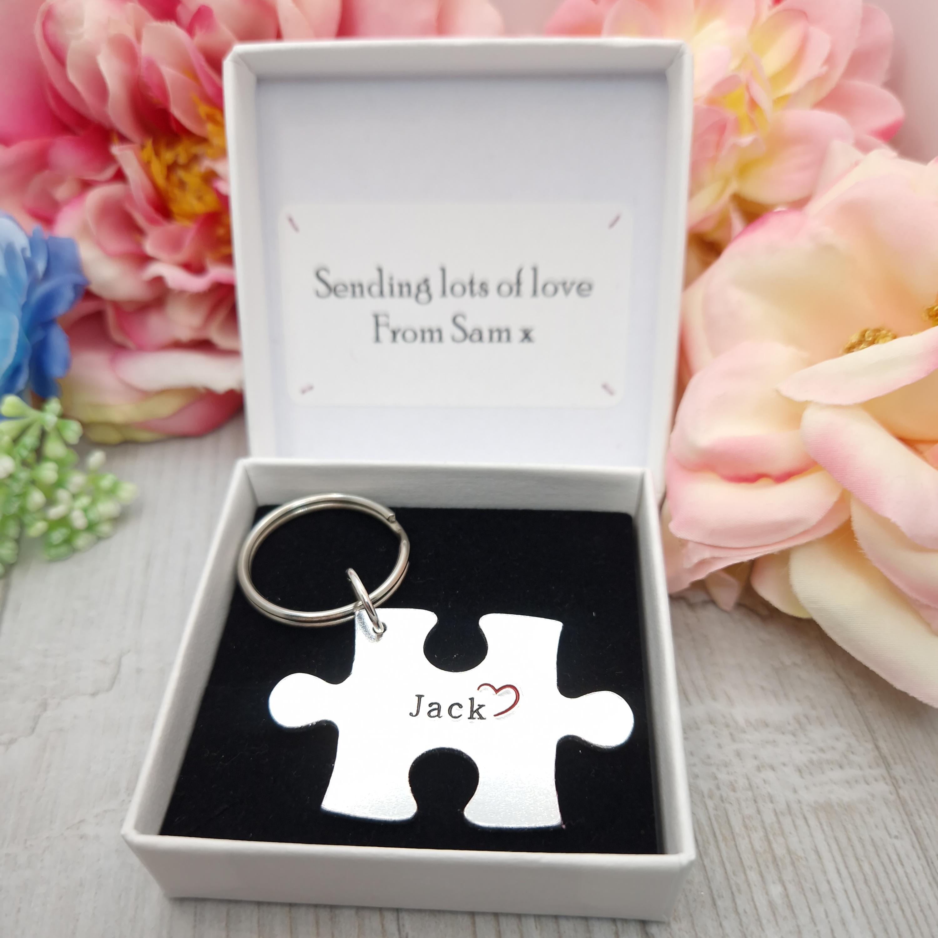 Anniversary Gifts for Boyfriend, Matching Jigsaw Keychains ...