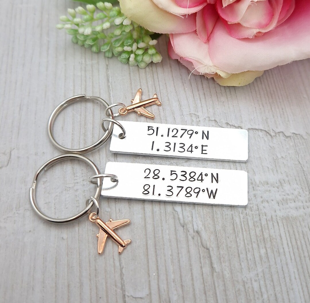 Coordinates Keyring Gift for Boyfriend | Long Distance Relationship ...