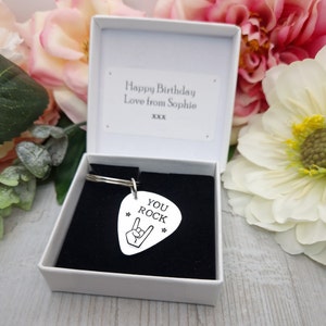 You Rock Keyring Gift for Husband, Guitar Pick Keychain, Fathers Day ...