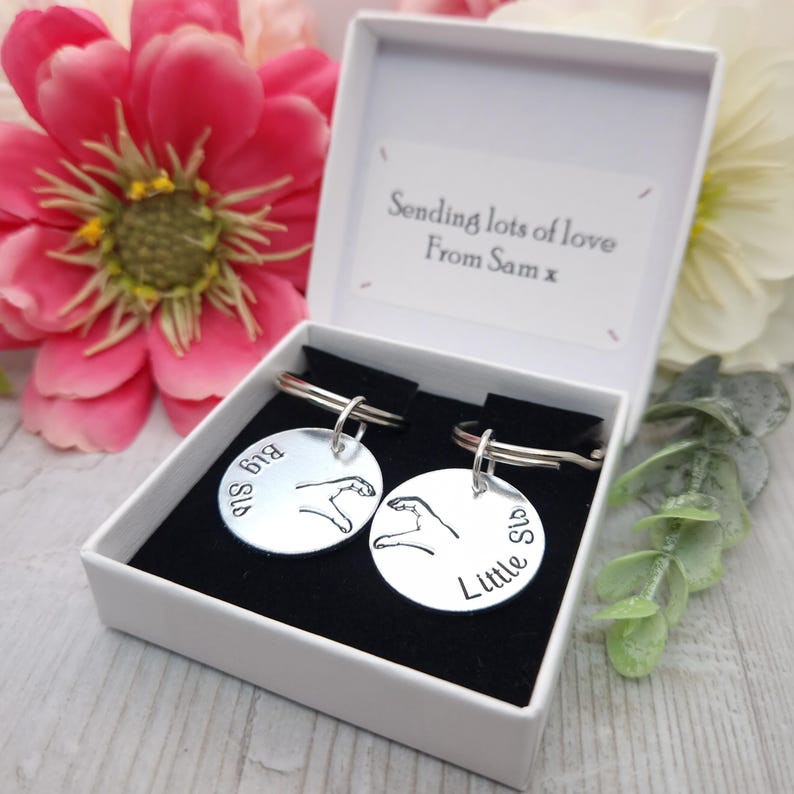Big Sister and Little Sister Keyrings, Birthday Gifts for Sister, Hand ...