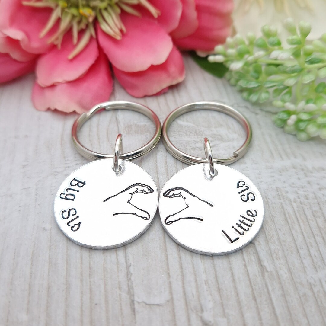 Big Sister and Little Sister Keyrings, Birthday Gifts for Sister, Hand ...