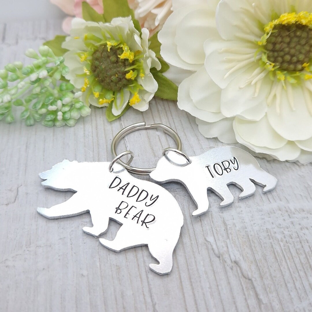 Personalised Daddy Bear Keyring, Dad Gift for First Father's Day ...