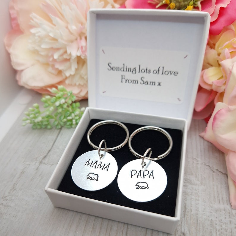 Mummy and Daddy Bear Keyrings, Mama Papa Bear Family Keychain, Mothers ...