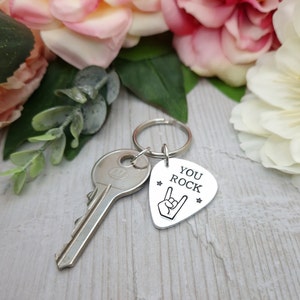 You Rock Keyring Gift for Husband, Guitar Pick Keychain, Fathers Day ...