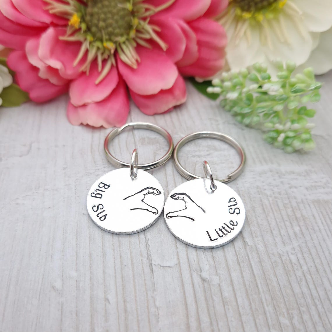 Big Sister and Little Sister Keyrings, Birthday Gifts for Sister, Hand ...