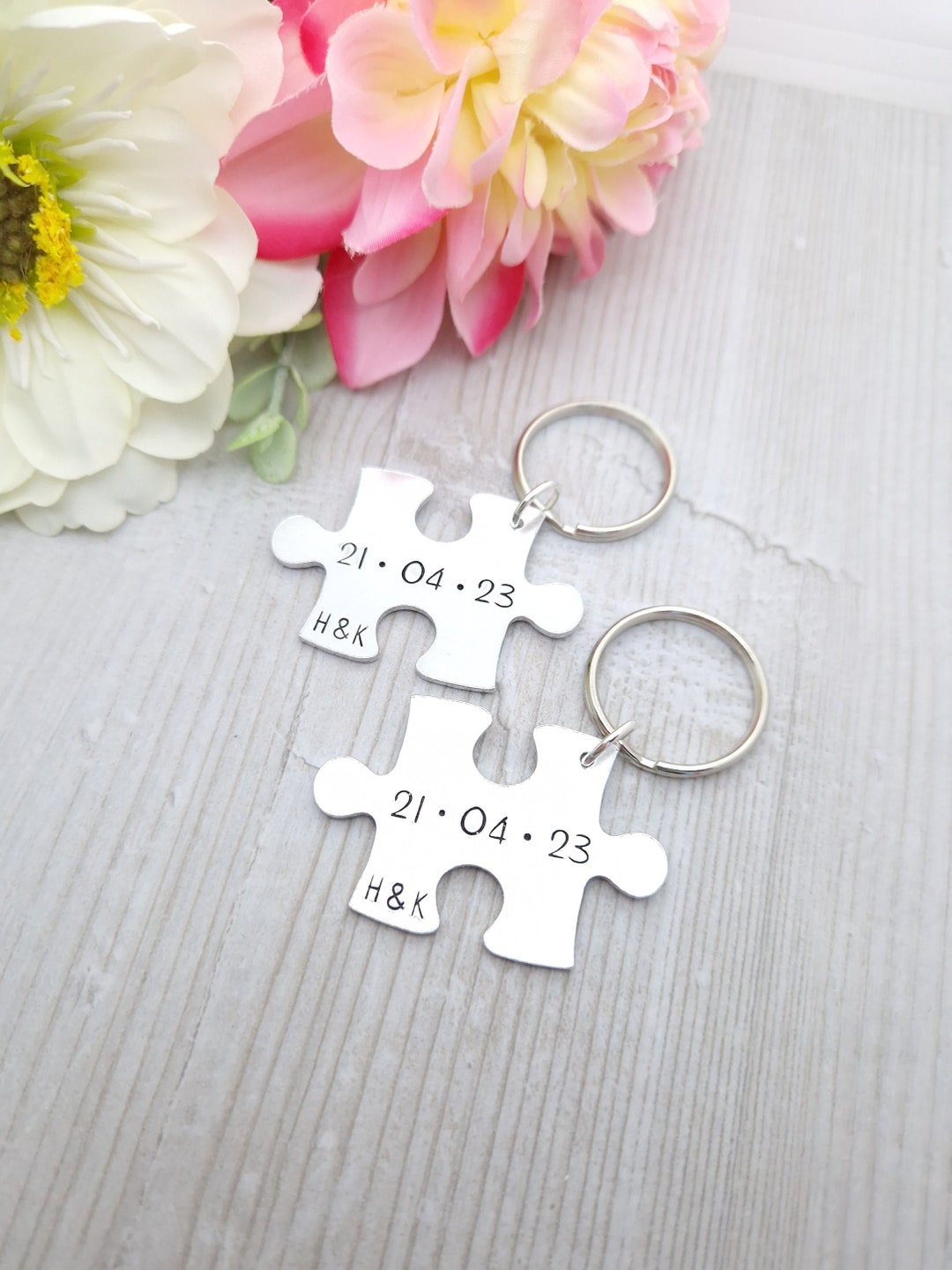 Personalisierte Jahrestag Datum Schlüsselring Jigsaw Keychain - Etsy.de
