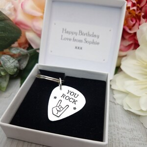 You Rock Keyring Gift for Husband, Guitar Pick Keychain, Fathers Day ...