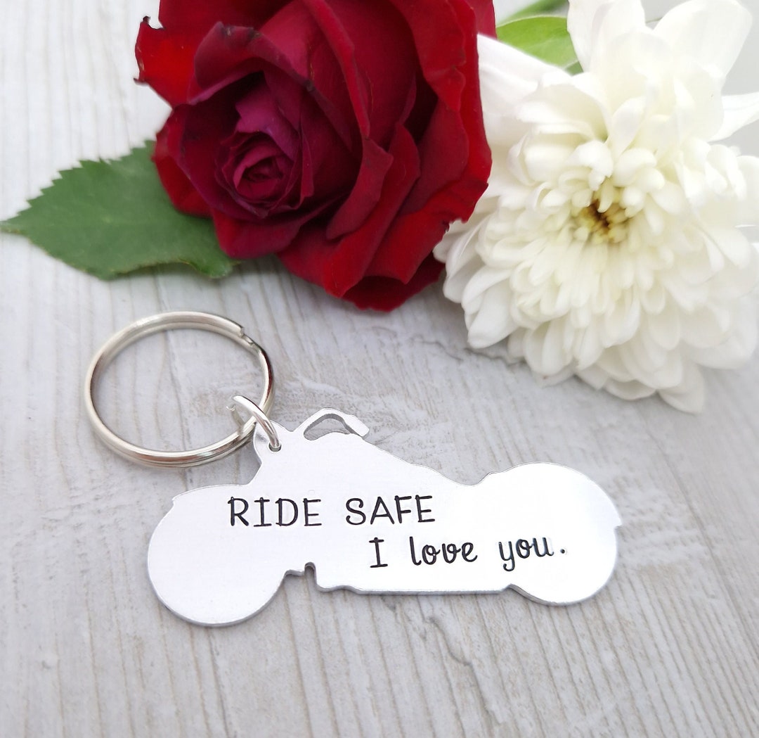 Motorbike Keyring Gift for Husband, Biker Ride Safe Keychain for ...