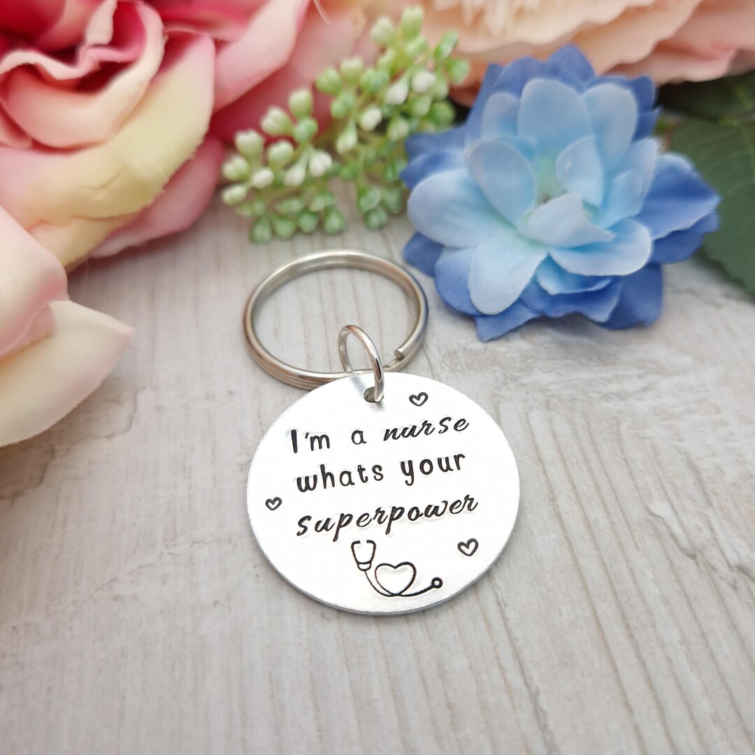 Nurse Superpower Aluminium Keychain: Hand Stamped NHS Gift - Etsy