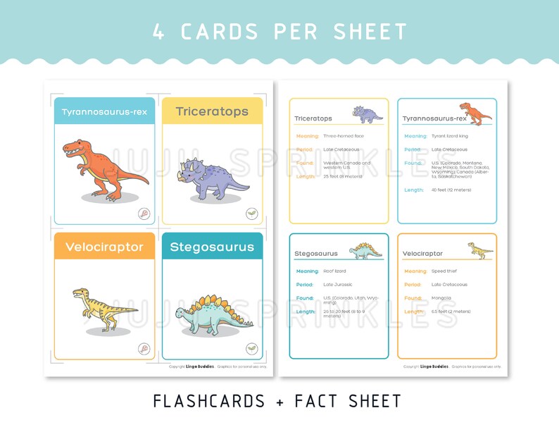 Dinosaurs Printable Flashcards Dinosaurs Fact Cards Dinosaurs Coloring ...