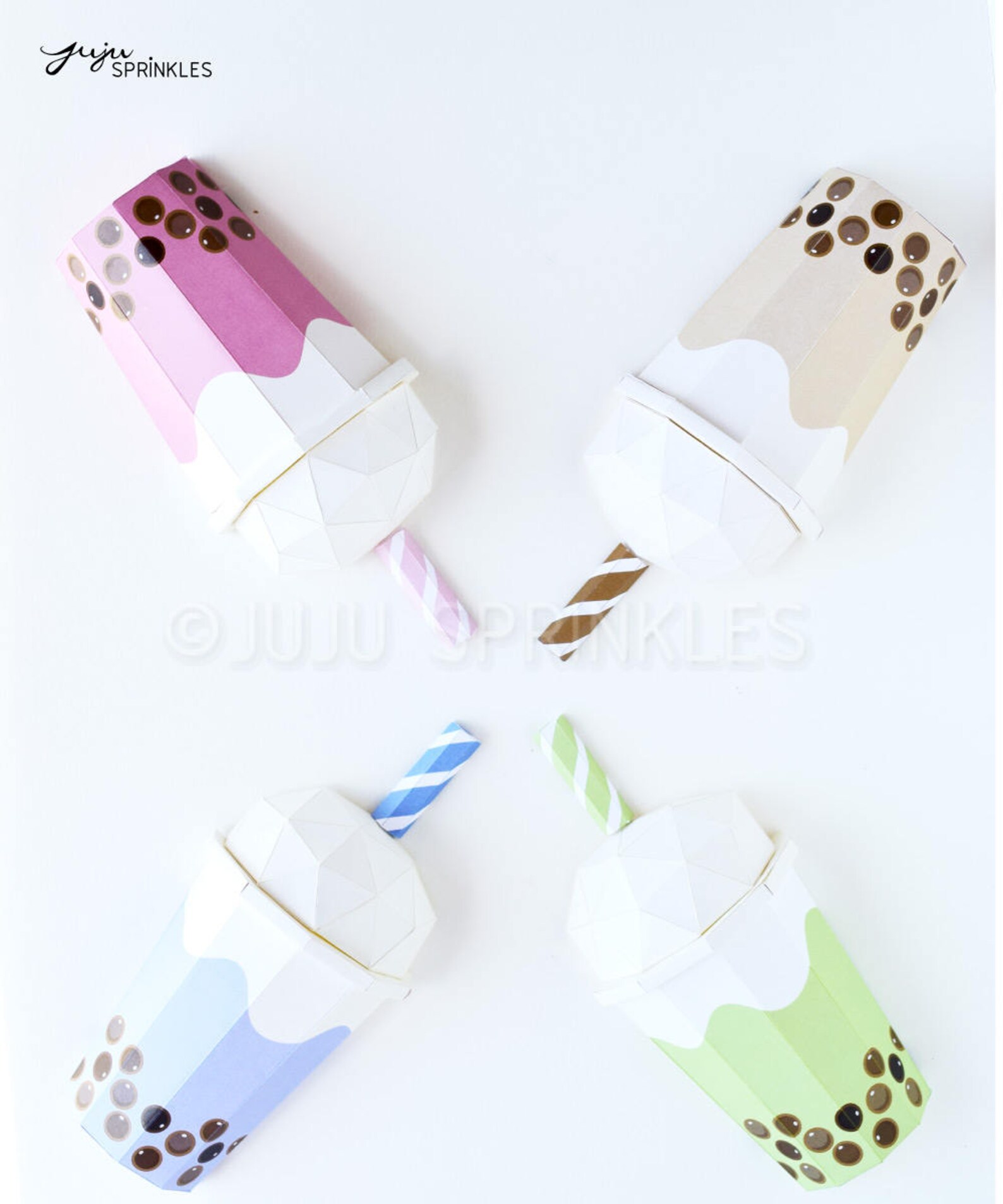 Bubble Tea Origami Bubble Tea Wall Art Boba Tea Paper 3D Template Boba ...