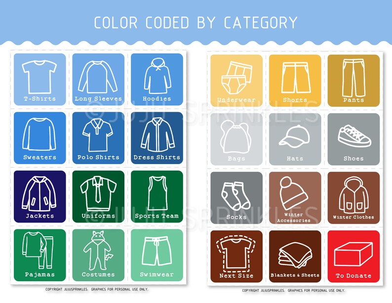 Kids Clothes Organizers Kids Clothing Labels Printable - Etsy India