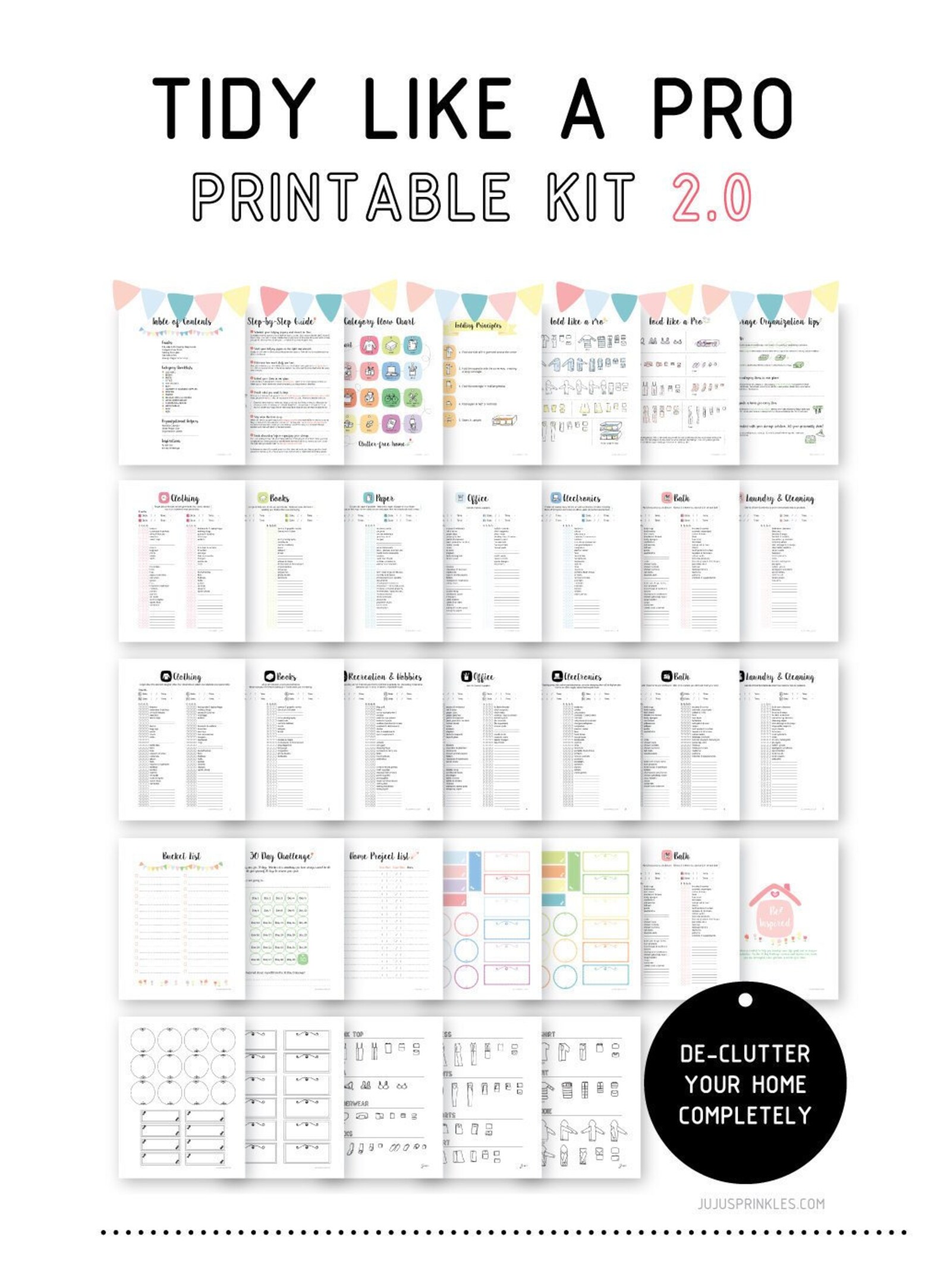 Tidy-like-a-pro Printable Kit, Konmari Supplement, Declutter Kit ...