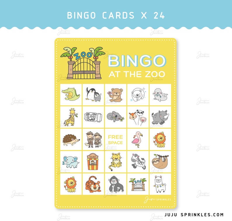 Animal Bingo Printable Party Game Zoo Bingo Animal Flashcards Matching ...