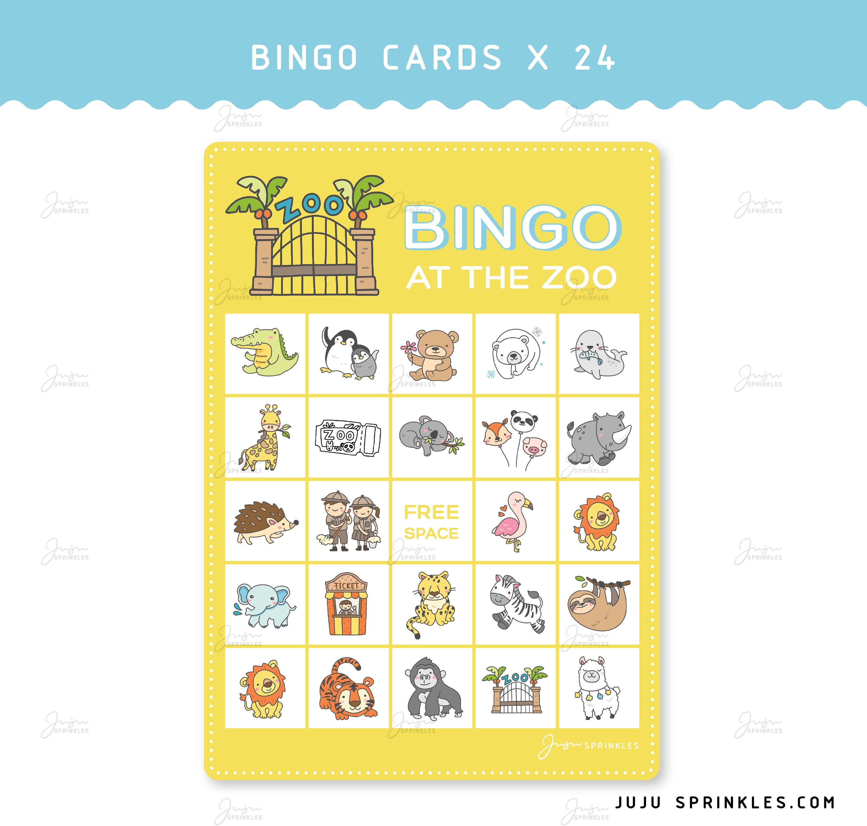 Animal Bingo Printable Party Game Zoo Bingo Animal Flashcards Matching ...