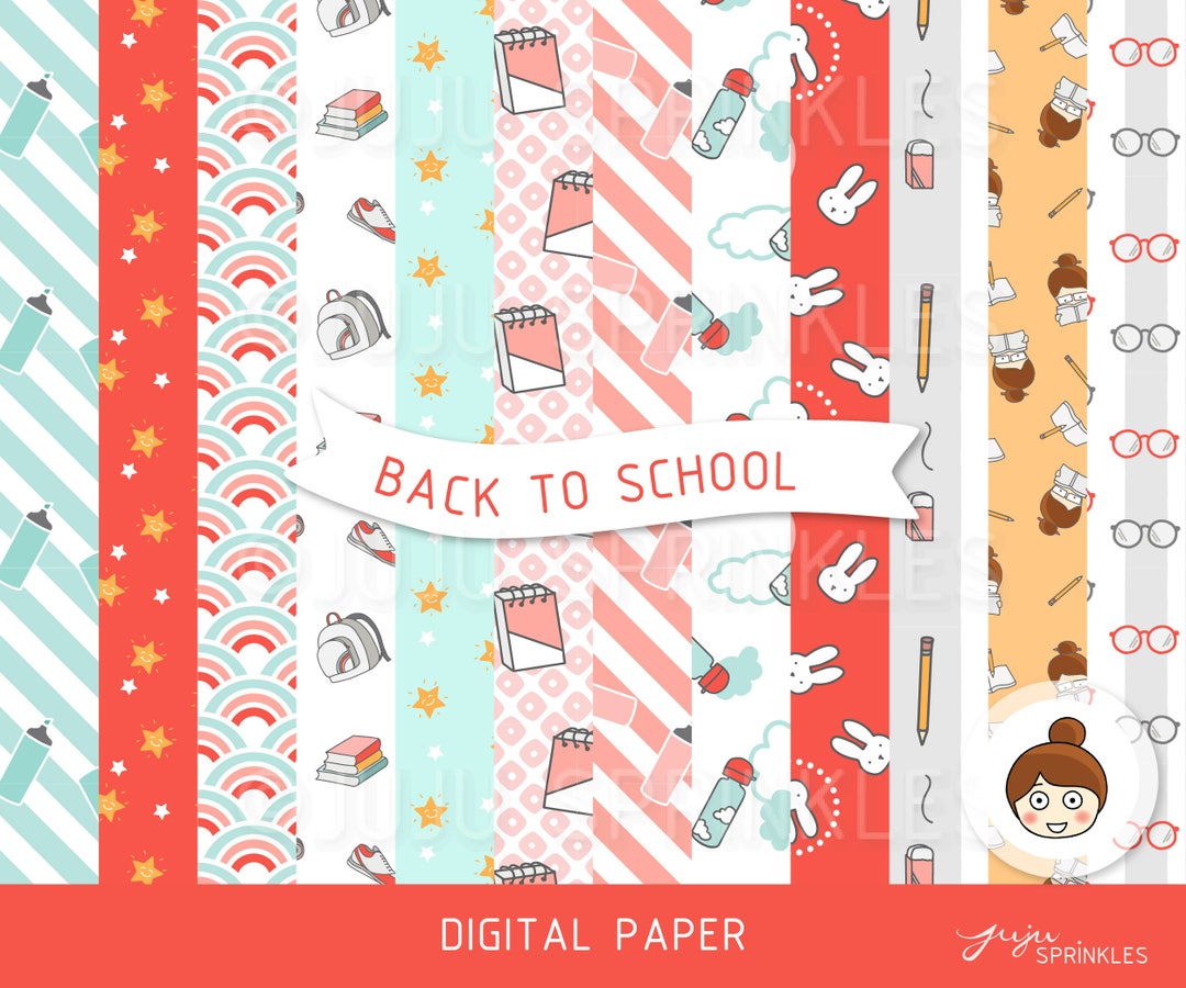 Back to School Digital Paper, School Pattern, Instant Download, Back to ...