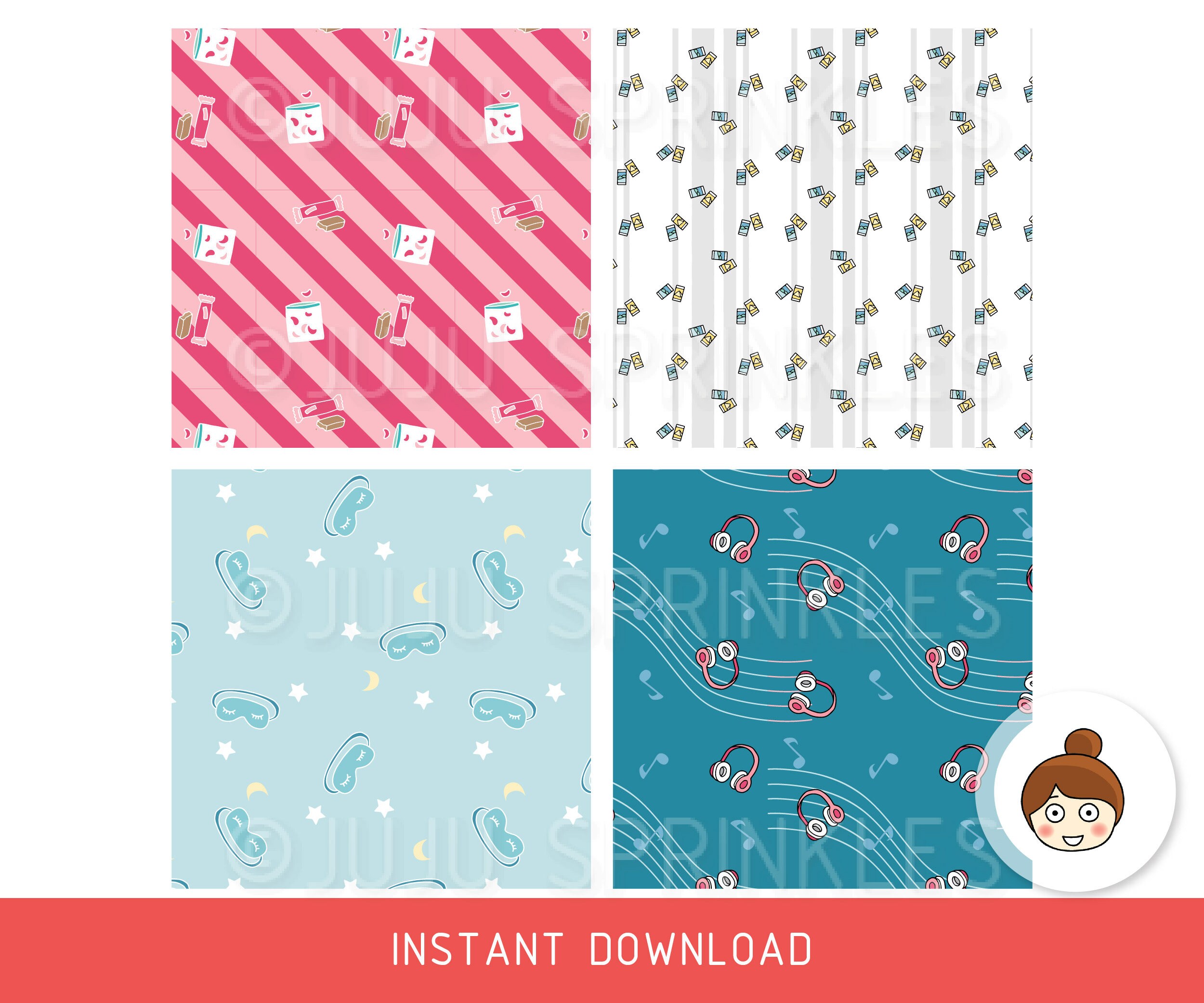 Roadtrip Digital Paper, Travel Clipart, Vacation Clipart, Roadtrip ...