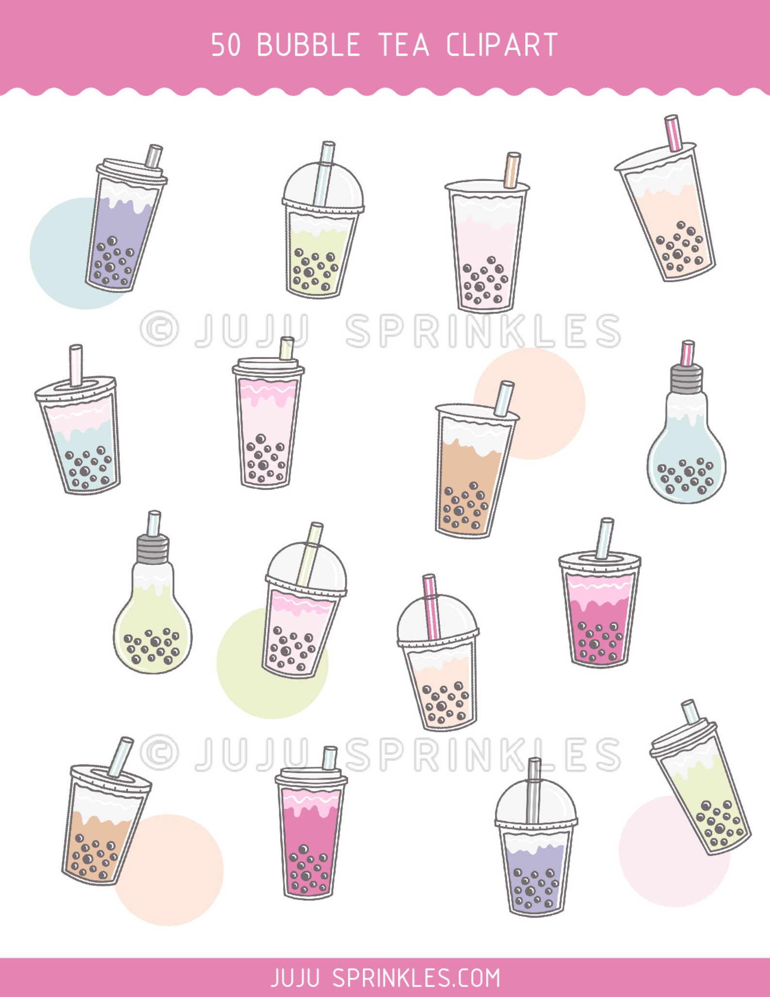 Bubble Tea Clipart, Boba Tea Clipart, Bubble Tea Planner Sticker, Milk ...