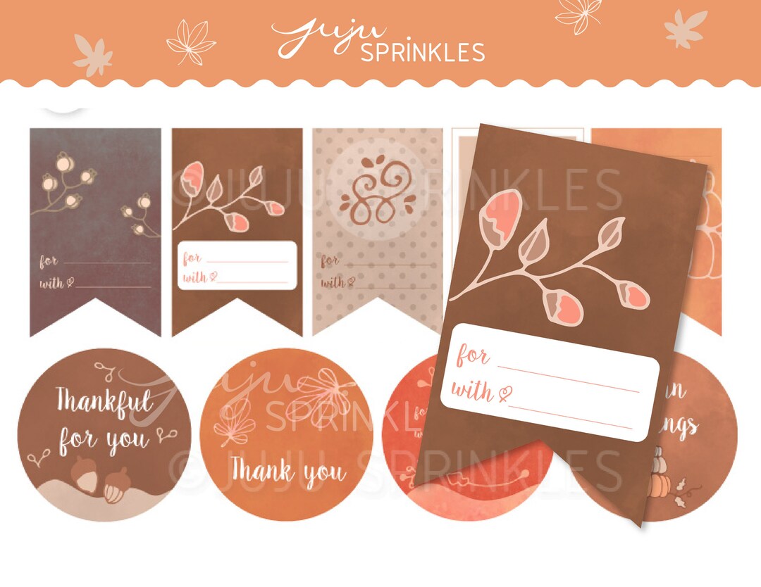 Printable Fall Gift Tags Pumpkin Favor Tags Autumn Party - Etsy