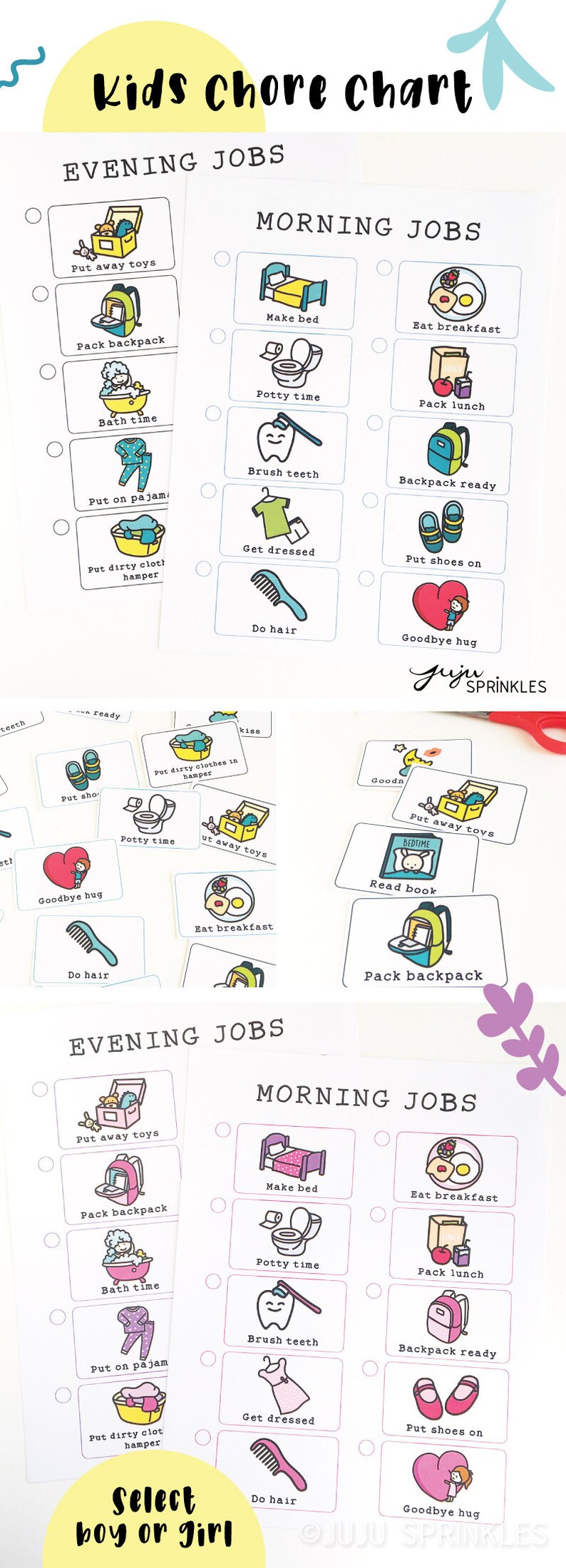 Kids Chore Chart Printable Kids Routine Chart Children Chore Chart Kids ...