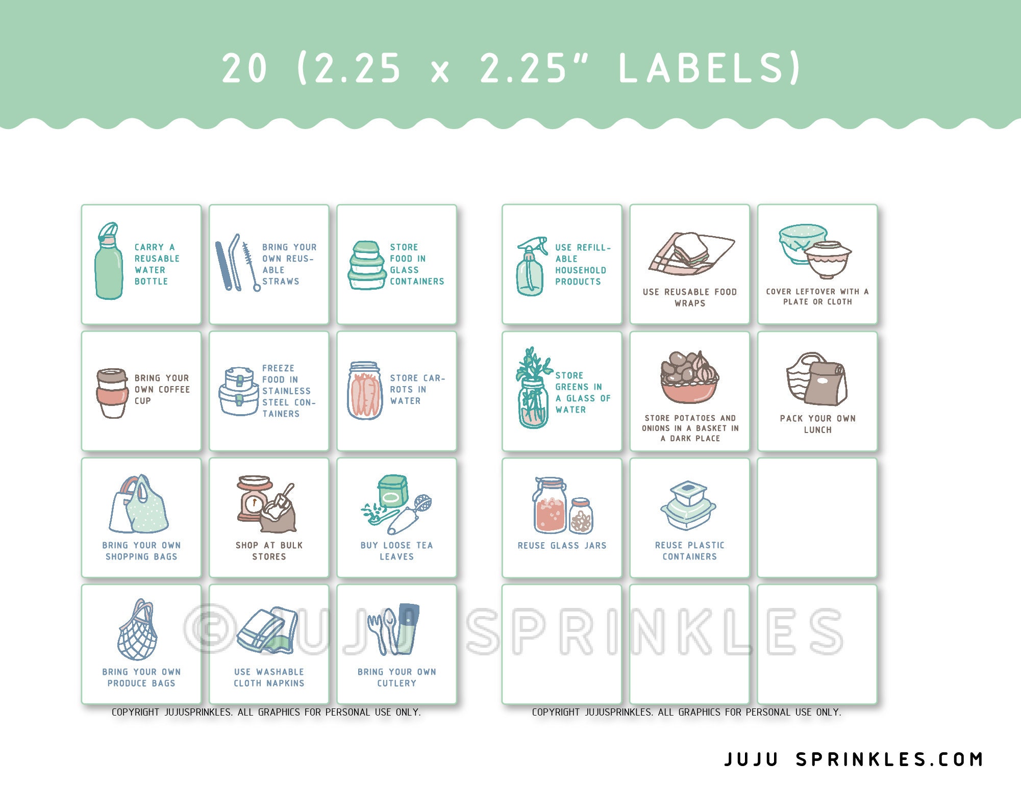 Zero Waste Labels Plastic Free Kitchen Printable Zero Waste Kit Zero ...