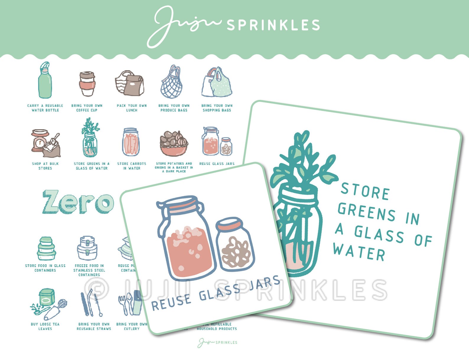 Zero Waste Labels | Plastic Free | Kitchen Printable | Zero Waste Kit ...
