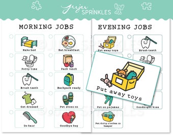 Kids Chore Chart Printable Morning and Evening Routine - Etsy