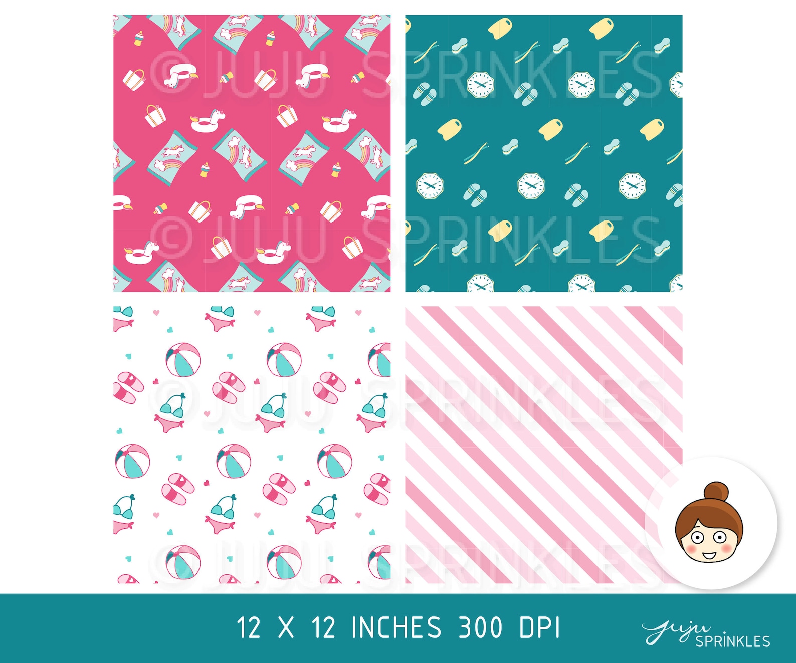 Swimming Digital Paper, Swimming Clipart, Swimming Patterns, Swimming ...