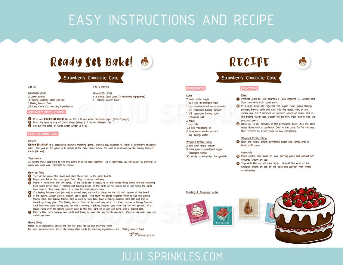 Baking Party, Printable Game for Kids, Cooking Birthday Party Printable ...