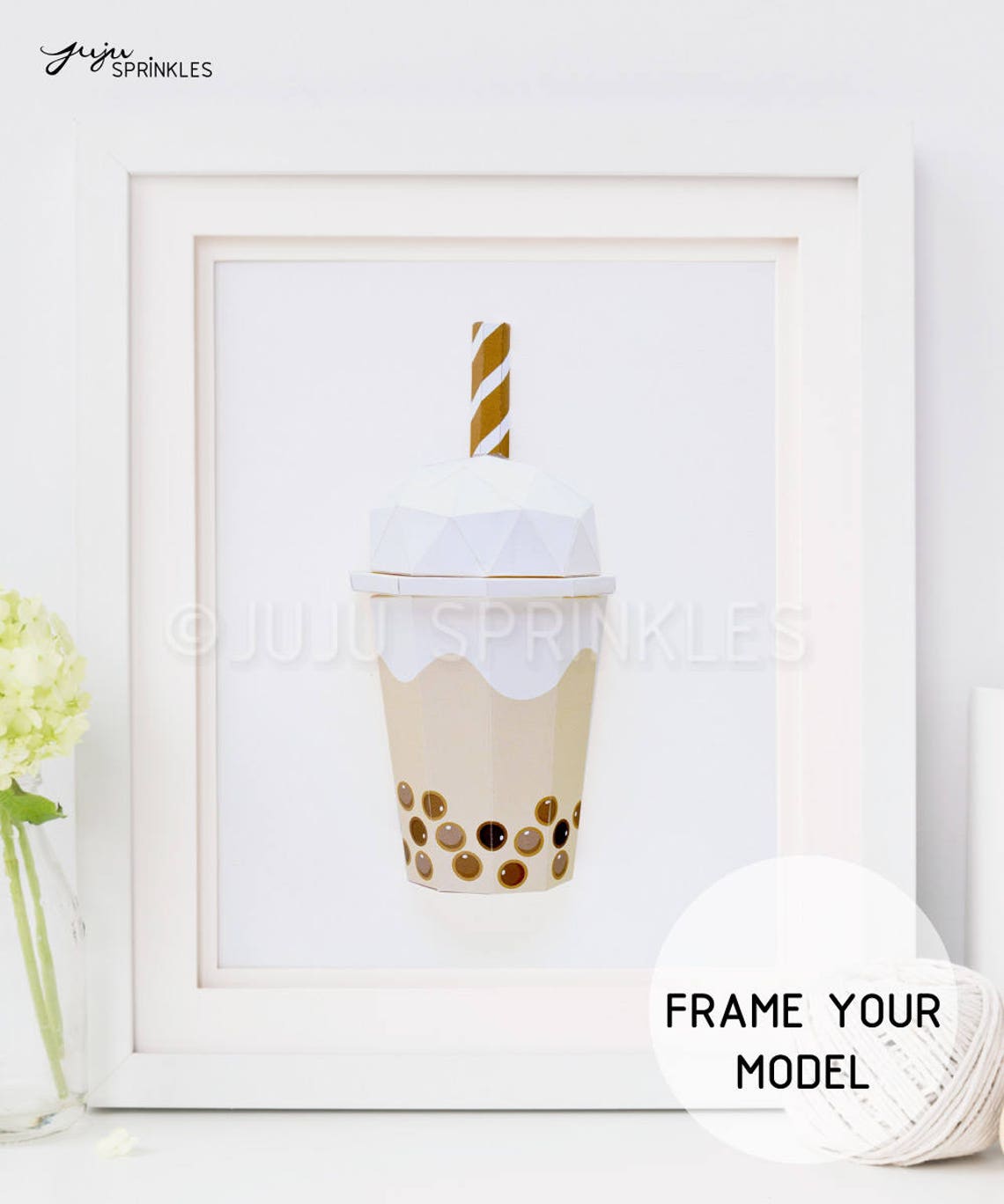 Bubble Tea Origami Bubble Tea Wall Art Boba Tea Paper 3D Template Boba ...