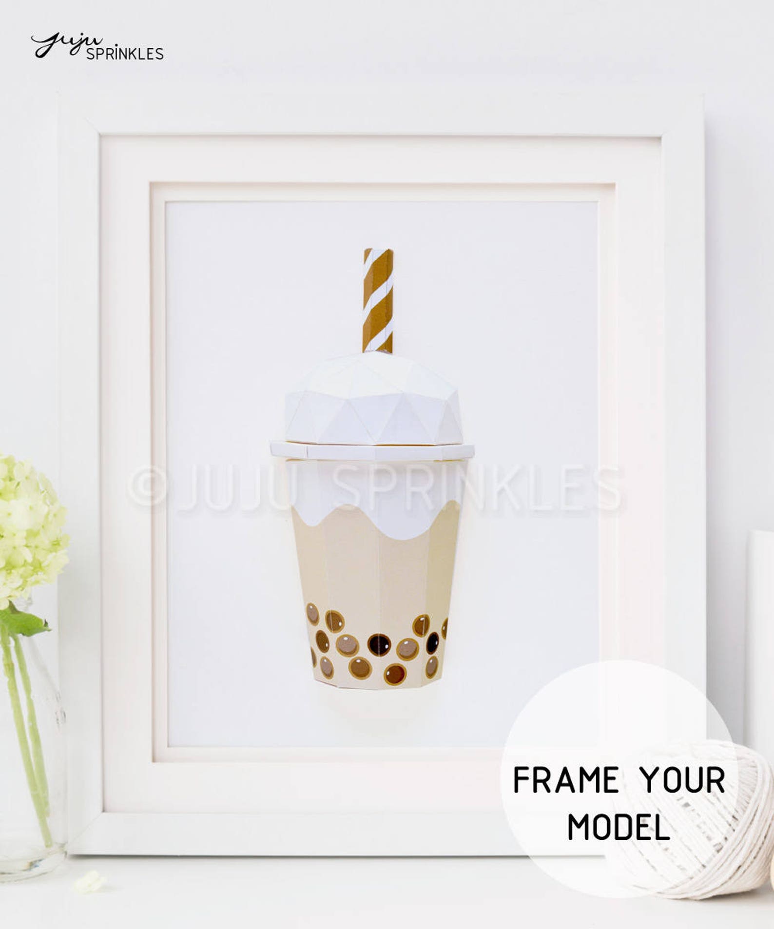 Bubble Tea Origami Bubble Tea Wall Art Boba Tea Paper 3D Template Boba ...