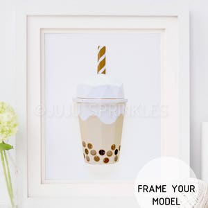 Bubble Tea Origami Bubble Tea Wall Art Boba Tea Paper 3D Template Boba ...