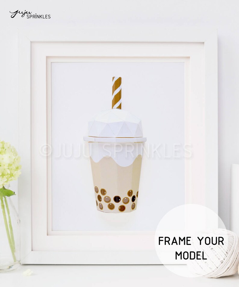 Bubble Tea Origami Bubble Tea Wall Art Boba Tea Paper 3D Template Boba ...