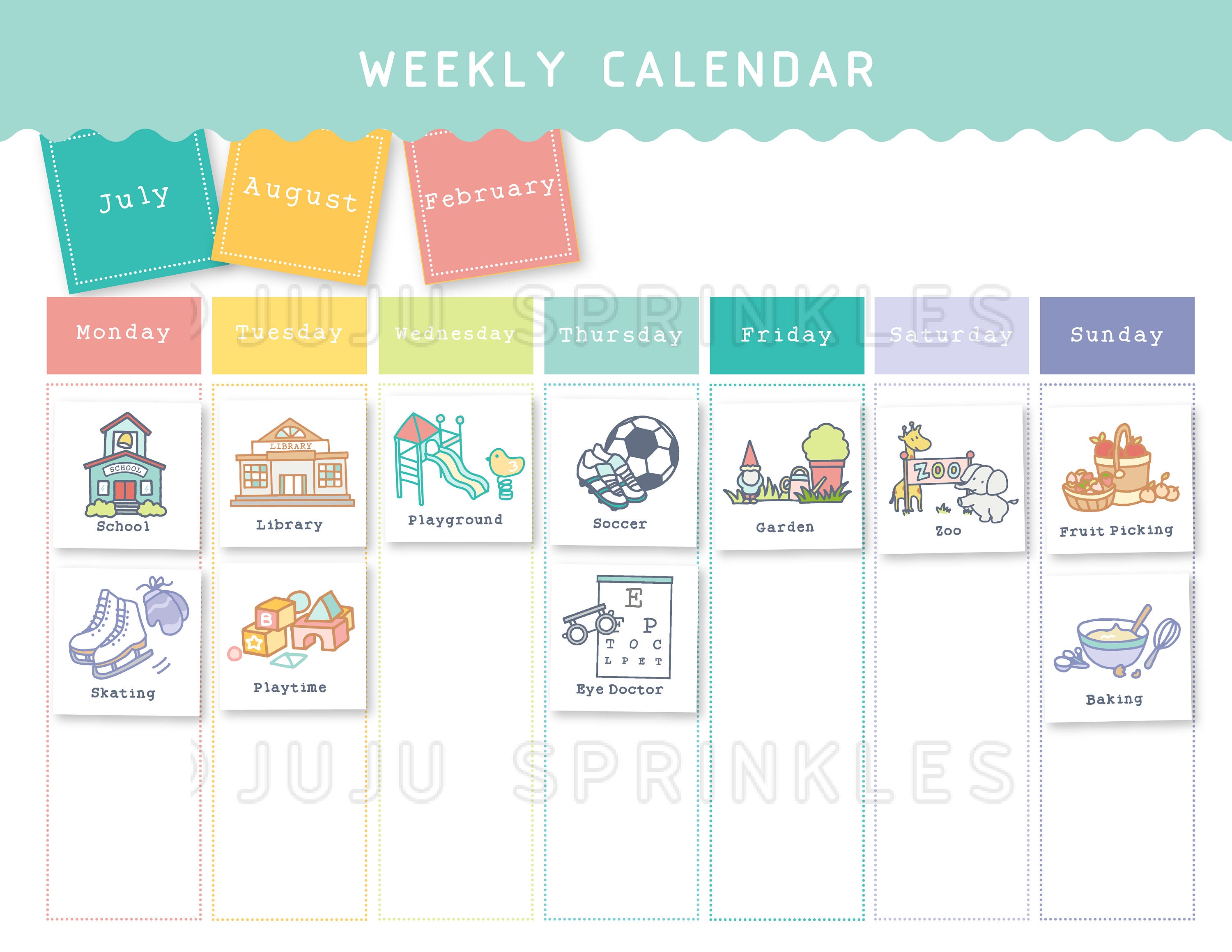 Printable Weekly Visual Calendar Kids Weekly Calendar I | Etsy
