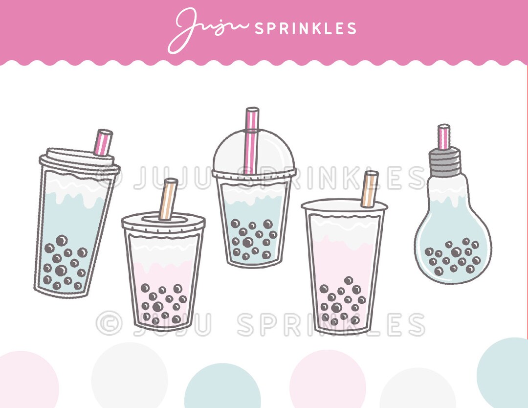 Bubble Tea Clipart, Boba Tea Clipart, Bubble Tea Planner Sticker, Milk ...