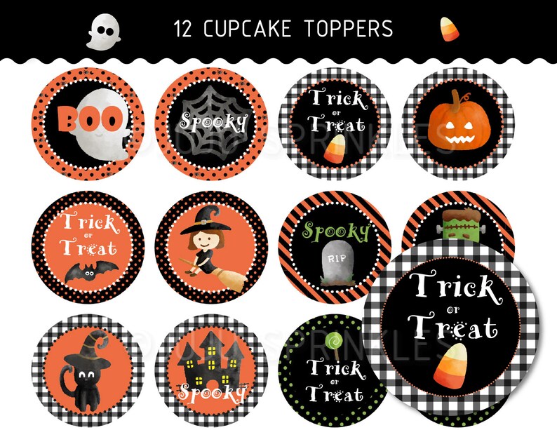 Halloween Cupcake Toppers Printable, Halloween Party Printable ...