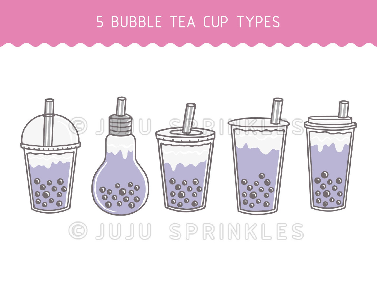 Bubble Tea Clipart, Boba Tea Clipart, Bubble Tea Planner Sticker, Milk ...